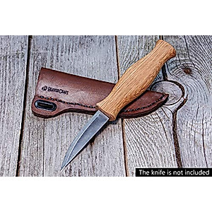 BeaverCraft Knife Leather Sheath SH1 6" x 2.4" Fixed Blade Knife Leather Sheath for Fixed Blade Knives Belt Fits up to 3.5" Blade Knives Genuine Brown Leather Case