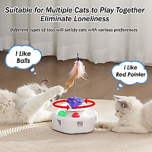 KugobarNe 4 in1 Automatic Laser Cat Toy, Interactive Kitten Toy Cat Laser Pointer Toy, Fluttering Butterfly Electronic Cat Toy, Moving Ambush Feather, Track Balls, Cat interactive Toys for Indoor Cats