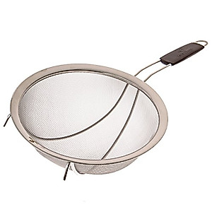 LiveFresh Large Stainless Steel Fine Mesh Strainer with Reinforced Frame and Sturdy Rubber Handle Grip - Designed for Chefs and Commercial Kitchens & Perfect for Your Home - 9 Inch / 23 cm Diameter