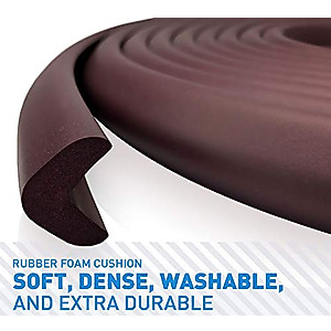 Sharp Edge and Furniture Safety Guards 20.4ft Protective Foam Cushion; 18ft Bumper 8 Adhesive Childsafe Corners Baby Caring Child Proofing Set NonToxic and Safe For Table, Fireplace, Countertop; Brown