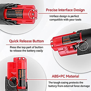 Dasnite 2Pack 3500mAh 12V Lithium Replacement for Milwaukee 12V Battery XC Lithium 48-11-2401 48-11-2402 48-11-2420 48-11-2430 48-11-2440 48-11-2460 48-11-2411 48-11-2412 Cordless Tools Battery
