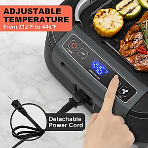 Smokeless Indoor Grill, CUSIMAX Electric Grill with Non-stick Removable Grill/Griddle Plate, 1500W Korean BBQ Grill with LED Smart Display & Tempered Glass Lid, Easy to Clean, Black