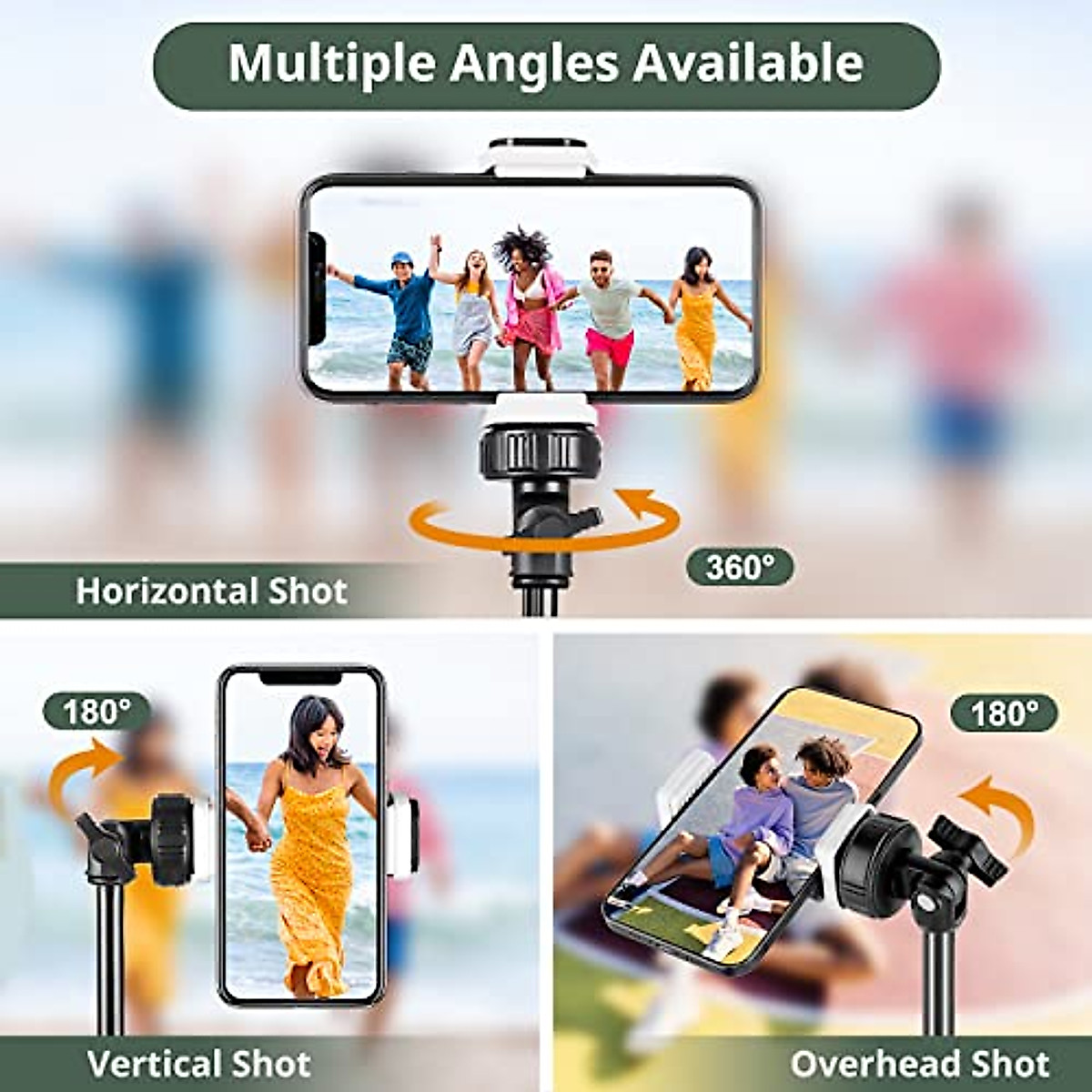 Eicaus Adjustable 67'' Cell Phone Tripod with Remote Control - Versatile Selfie Stick Tripod for Live Streaming, Vlogging, and More - Compatible with iPhone, Android, GoPro, Cameras Black