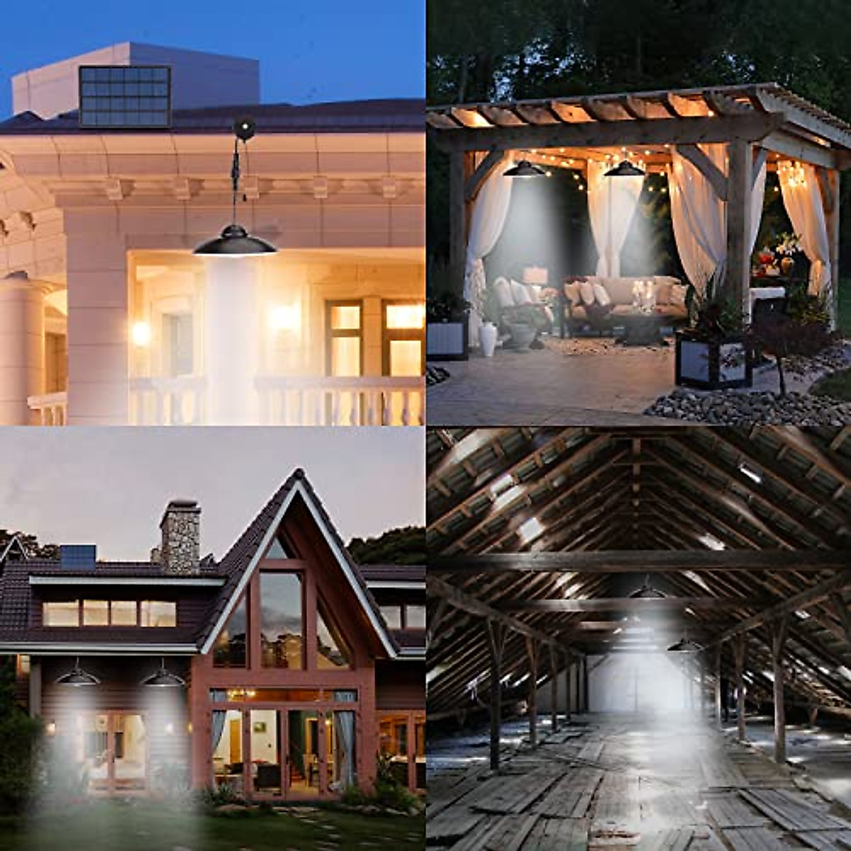 Yrbxsky Solar Shed Light Indoor Outdoor, Solar Pendant Light Motion Sensor Daytime Work with Pull Cord & 4Lighting Modes, Solar Powered Hanging Lights for Garage, Garden, Gazebo, Patio, Chicken Coop