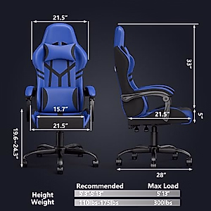 ZHISHANG Silla Gamer Video Game Chairs, Gaming Chairs for Adults, Gamer Chair Ergonomic PC Computer Chair with High Back, Headrest, and Lumbar Support, for Boys Adults Teens(Black-Blue)