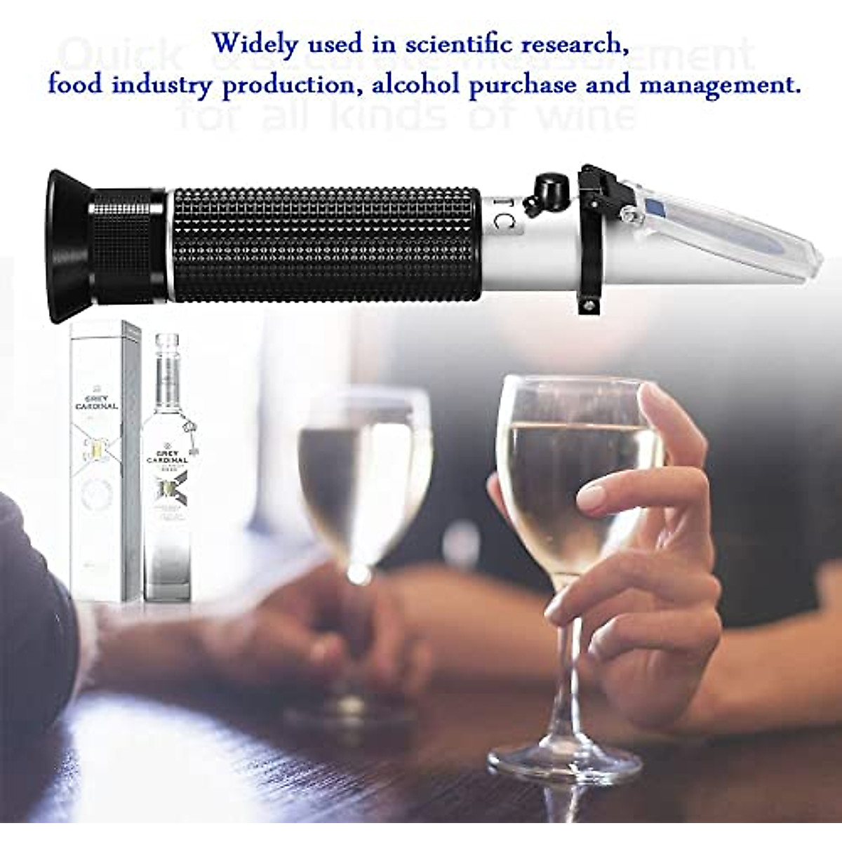 Alcohol Refractometer 0~80% for Liquor Spirit Alcohol Volume Percent Measurement with Automatic Temperature Compensation (ATC)