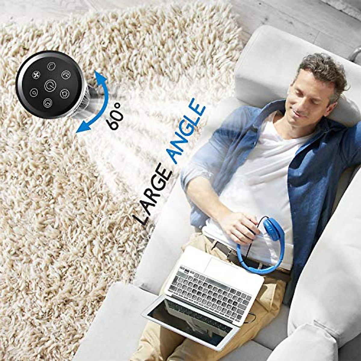 Aigostar Cooling Tower Fan with Remote Oscillating Quiet Bladeless Evaporative Air Cooler Humidifier for Room, Water Tank, LED Display, 1-9H Timer, 40", Black