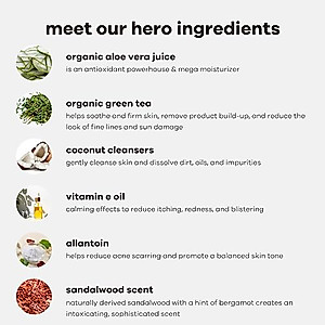 basd Natural Body Wash, Seductive Sandalwood | Organic & Moisturizing Ingredients, Vegan, Hypoallergenic, 8 Ounce Tube