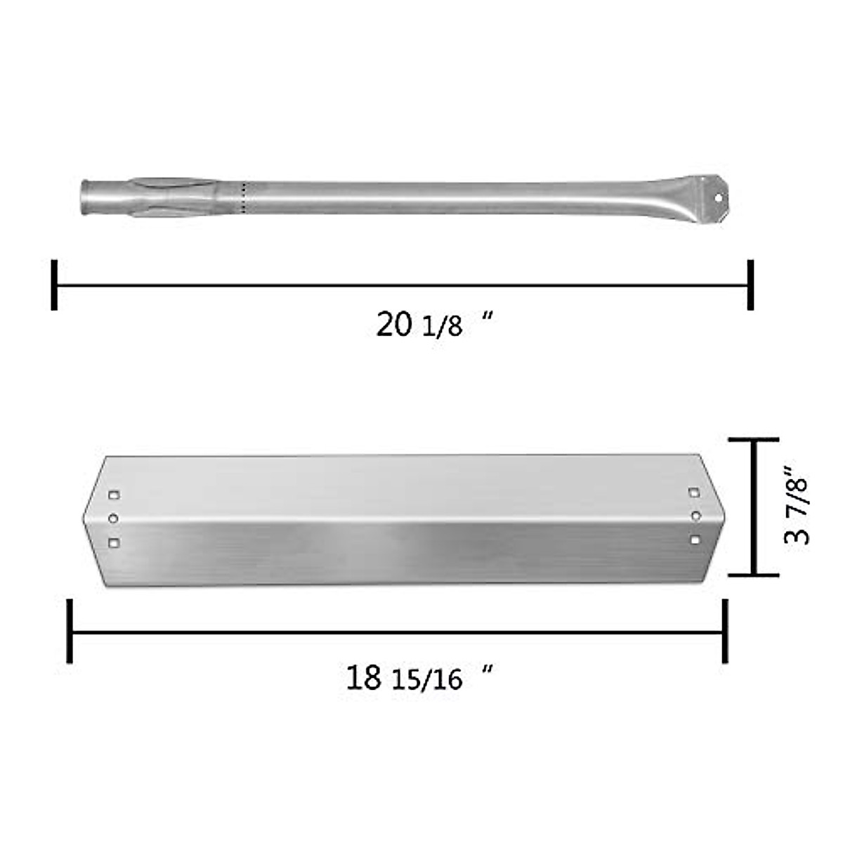 Kalomo Grill Heat Plates Shields Gas Grill Burners BBQ Grill Replacement Parts for Chargriller 3001 5050, 5650, 5252, 3008, 3030, 4000, King Griller 3008, 5252, Burner Pipe Tube with Hanger Brackets