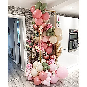 Olive Green Balloon Garland Arch Kit – Baby Pink Pastel Green Rose red Latex Balloons,18" Clear Balloon for Wedding Baby Bride Shower Birthday Evening Decor