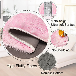 TENNOLA Small Bedside Pink Area Rug 2x3 ft Rug for Bedroom Shaggy Throw Rugs for Dorm Rug, Soft Shag Carpet for Kids Room, Plush Comfy Fluffy Bedside Rug for Home Decor Aesthetic