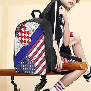 Croatian American Flag Laptop Backpack Cute Lightweight Backpacks Travel Daypack