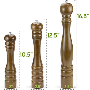 Wooden Pepper Mill - Gourmet Mahogany Salt, Pepper, and Spice Seasoning Grinder in 10.5", 12.5", & 16.5" by Back of House Ltd. (12.5)