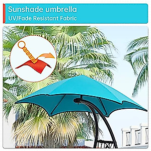 Yewuli Outdoor Chair with Canopy Patio Recliner Lounger Chair Arc Stand with Waterproof Canopy and Cushion, Patio Chaise with Headrest for Garden Backyard Poolside (Blue)