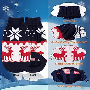 Rypet 2 Packs Cat Christmas Sweater - Puppy Christmas Sweater Pet Turtleneck Knitwear with Reindeer Santa Claus Pattern Sweaters for Kitten and Small Dogs (X-Large (Pack of 2))