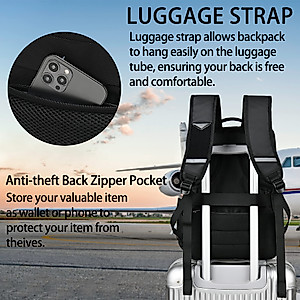 Laptop Backpack for Men & Women, Black Work Computer Backpack Fit up to 17.3 Inch Laptop with USB Charging Port Waterproof Backpacks Business Travel Back Pack College School Bookbag for Students