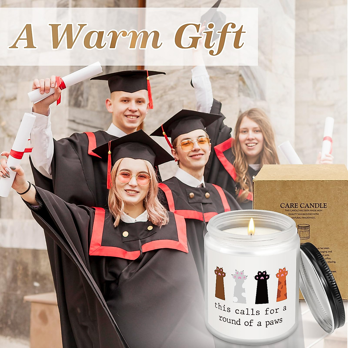 Gleevera Congratulations Gift for Women Men, Cute Congrats Gift Graduation Promotion New Job Gift for Him Her - Handmade Scented Candle
