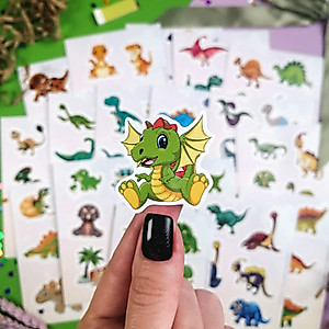 100 Pcs Cute Dinosaur Stickers for Kids, Waterproof Vinyl Dino Stickers for Water Bottles, Dinosaur Birthday Party Favors, Childrens Laptop Decals
