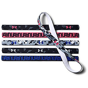 Under Armour Girls' Graphic Headbands 6-Pack, Black (011)/Penta Pink, One Size Fits All