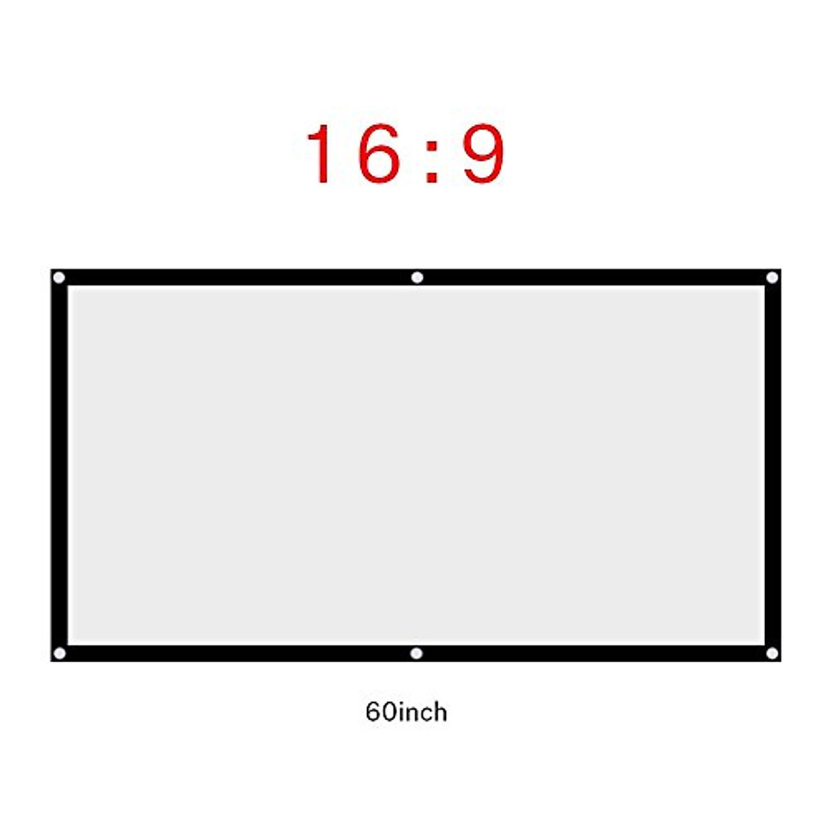 16:9 White Projection Screen, 60 to 120 Inch Portable Foldable Non Crease Projector Curtain, Front/Back Projection for Outdoor Camping Movie, Open air Cinema, Home Theater(60 Ins)