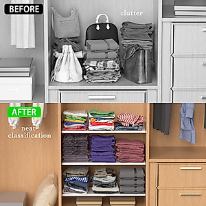 SlimmKISS Expandable Closet Tension Shelves Organizers, Adjustable Shelf for Cabinet Rack Storage Wardrobe Divider Shelving for Pantry 2 Pack (Perforated White,W11.81 x L: 17" to 31")