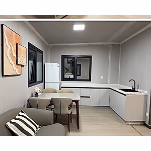 Generic 20FT Expandable Folding Mobile Tiny Home, 2 Bedroom 1 Bathroom Living Room Kitchen, Prefab House, Container Homes, Prefabricated Tiny Homes, White/Grey