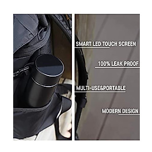 Thermos 2023 latest smart bottle LED display on lid. Smart Coffee bottle, Tea Infuser Bottle, Sports Water Bottle, Double Wall Vacuum Insulated Water Bottle, Stay Hot or Cold for 24 Hours (Black)