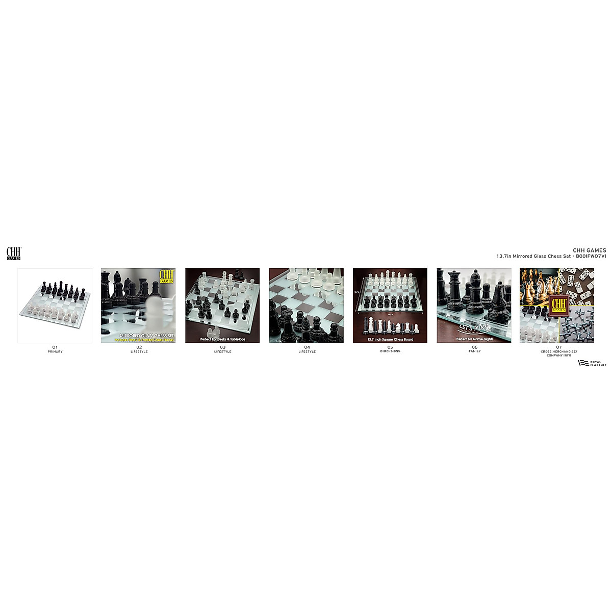 Avant-Garde Black Frosted Glass Chess Set with Mirror Board