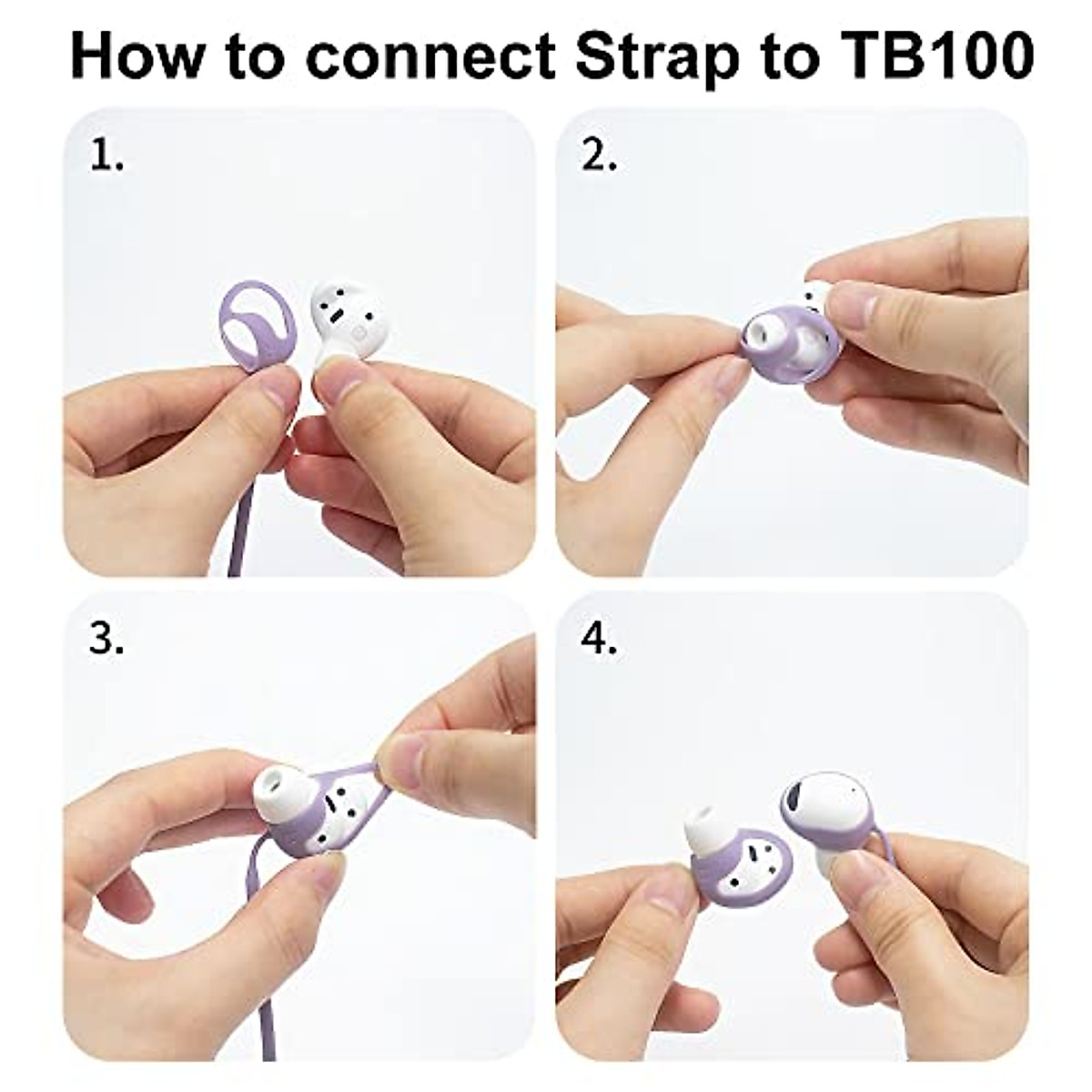 smaate Anti-Lost Strap Compatible with iLuv TB100 Earbuds, Soft Silicone Cord for Sports, Black