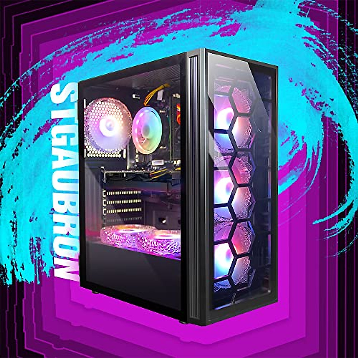 STGAubron Gaming Desktop PC,Intel Core i7 3.4G up to 3.9G,GeForce RTX 2060 Super 8G GDDR6,32G,1TB SSD,WiFi,BT 5.0,RGB Keybaord,RGB Mouse,RGB Mouse Pad,RGB BT Sound Bar,RGB Bluetooth Headset Mic,W10H64