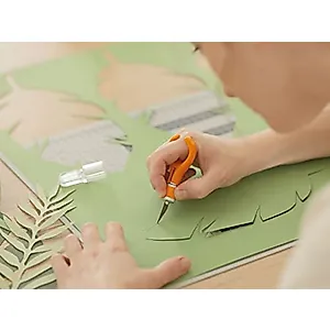 Fiskars Softgrip FingerTip Art Knife, Finger-Handicraft Knife/Blade, for Right- and Left-Handed People, Total Length: 10,7 cm, Quality Steel/Plastic, Orange, 1024409