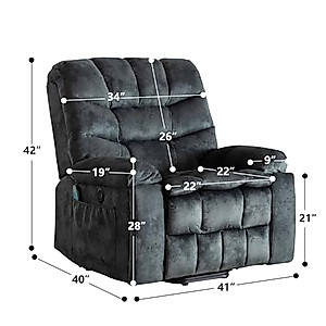 Phoenix Home Power Lift Chair with Massage and Heat for Elderly Recliner, Green Grey