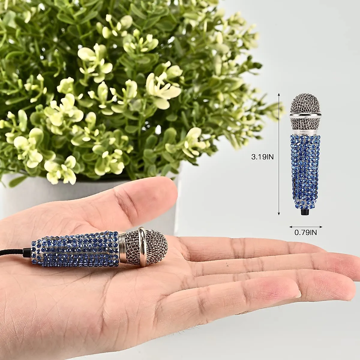 DELADOLA Mini Microphone,Portable Vocal Tiny Microphone, Asmr Microphone,Phone Microphone, Mini Karaoke Microphone for Voice Recording Chatting and Singing On iPhone,Android,Laptop Notebook (Blue)