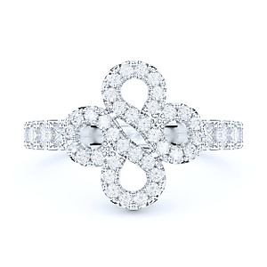 PRSTANI Sterling Silver Love Knot Intersecting Infinity Simulated Round Brilliant Cut Diamond Paved Promise Engagement Ring (7.5)