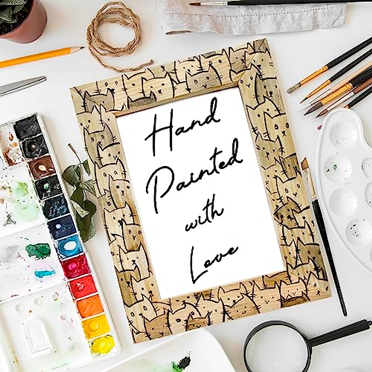 AEVVV Natural Wood 4x6 Inch Picture Frame for Cat Lovers - Kitten Themed Picture Frame - Cat Lovers Gifts - Photo Frames for Wall and Desktop Display, Vertical Portrait