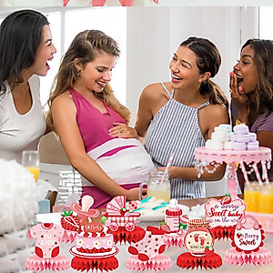 Refavor Strawberry Baby Shower Decorations - 9PCS Berry Sweet Baby Shower Decorations Supplies A Berry Sweet Baby Is on the Way Decor Strawberry Honeycomb Centerpieces Baby Shower Party Table Decor