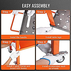 VEVOR Welding Table 36"x18", 1200lbs Load Capacity Steel Welding Workbench Table on Wheels, Portable Work Bench with Braking Lockable Casters, 4 Tool Slots, 5/8-inch Fixture Holes, Tool Tray
