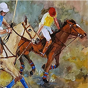 The Polo Players, Equestrian by Internationally Renowned Painter Yary Dluhos