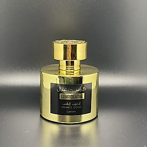Confidential Private Gold EDP - Eau De Parfum 100ML (3.4 oz) | Long-Lasting Spray I Expressive Fruity I Peach, Musk I Gold Bottle I by Lattafa