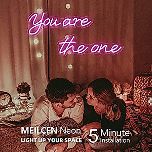 You are the one Neon Sign with Dimmable LED Neon Night Wall Decor for Bedroom Decor, Home, Bar, Party, Club, Engagement, Girls Birthday Decor Neon Wall Light Pink