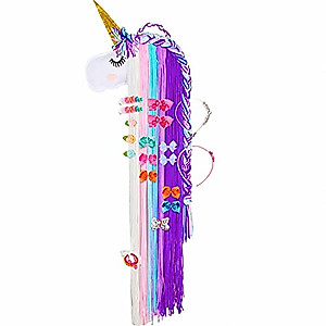 GUIFIER Unicorn Hair Bow Holder Organizer for Girls, Hair Clips Headband Holder, Hair Bows Storage Organizer Hair Accessories Organizer Display Bow Hanger Hair Pin Organizer Party Home Decor