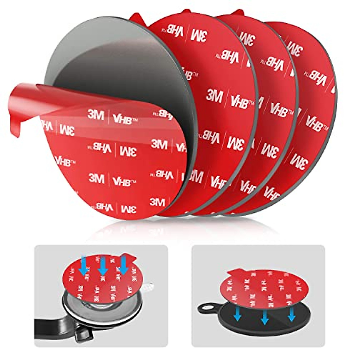 Sticky Adhesive Replacement for Suction Cup Mount, 4 Pack Circle 70mm (2.76") Heat Resistance 3M VHB Double Sided Self Sticker Pads for Universal Dashboard Car Phone Sucker Holder/Dash Cam/Camera/GPS