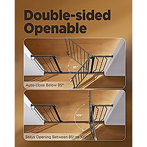 Ciays Baby Gate 29.5” to 45.3”, 30-in Height Extra Wide Dog Gate for Stairs, Doorways and House, Auto-Close Safety Metal Pet Gate for Dogs with Alarm, Pressure Mounted, Black