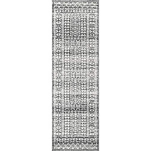 nuLOOM Melina Distressed Grecian Runner Rug, 2' x 6', Grey