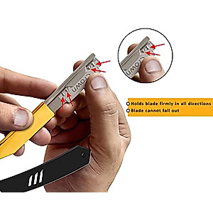 BEAUTICONE Straight Razor | Professional Barber Razor for men with 100 Single Edge Blades | Straight Edge Razor │slide-out design (Black and Gold Slide-out Razor)