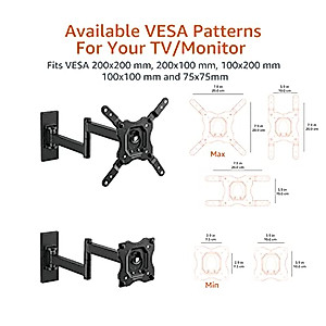 Amazon Basics Full Motion TV Wall Mount fits 12-Inch to 40-Inch TVs and VESA 200x200