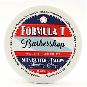 Shaving Soap WSP Formula T (Barbershop) 4 Oz Made with Shea Butter & Tallow
