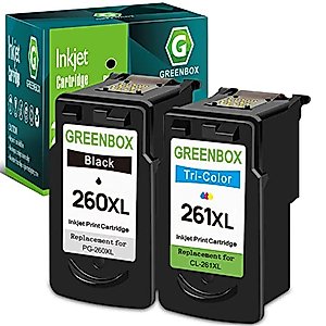 GREENBOX Remanufactured PG-260XL CL-261XL Ink Cartridge Replacement for Canon 260 261 260XL 261XL Ink Cartridges, for PIXMA TS5320 TS6420 TR7020 All in One Wireless Printer(1 Black, 1 Tri-Color)