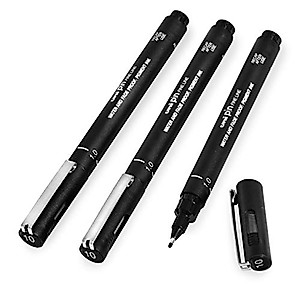 Uni Pin Fineliner Drawing Pen - Black Ink - 1.0mm Nib - Pack of 3