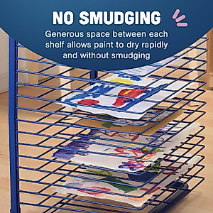 Cre8tive Minds Marvel Education Company 25" Hanging or Tabletop Economy Art Drying Rack with 15 Shelves, Blue